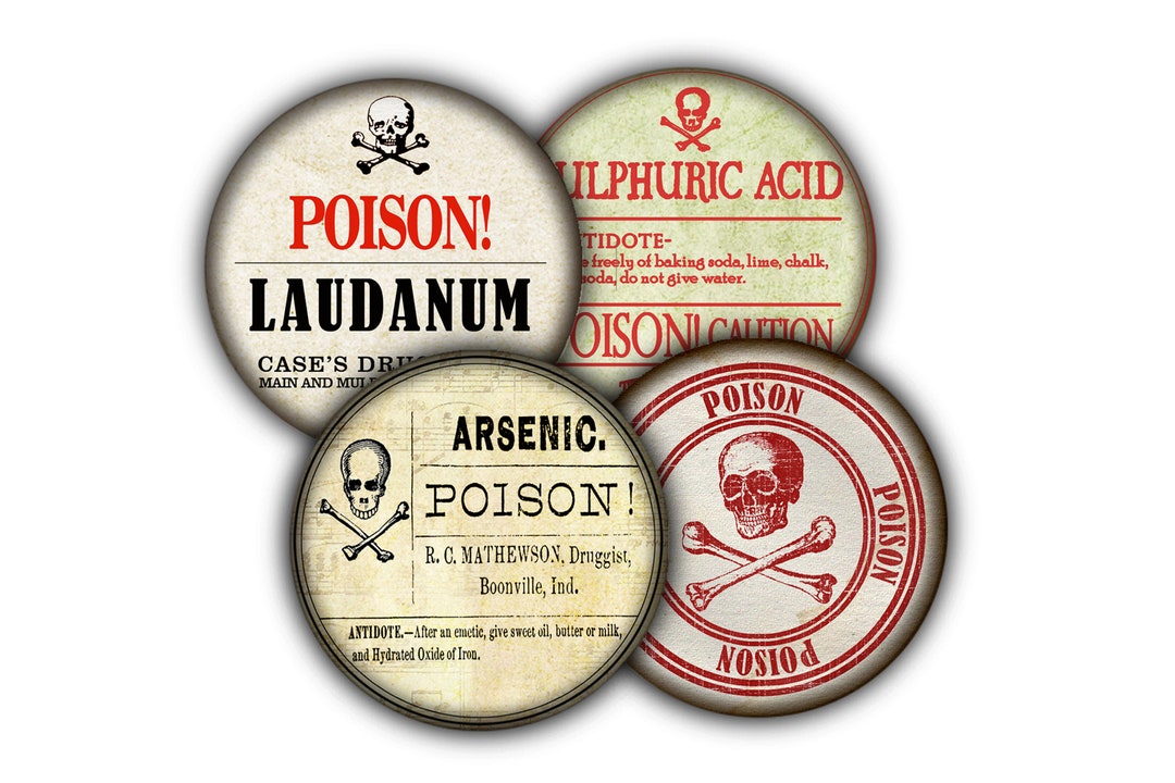 Poison and Pharmacy Label Coasters Halloween Coasters Apothecary Labels ...