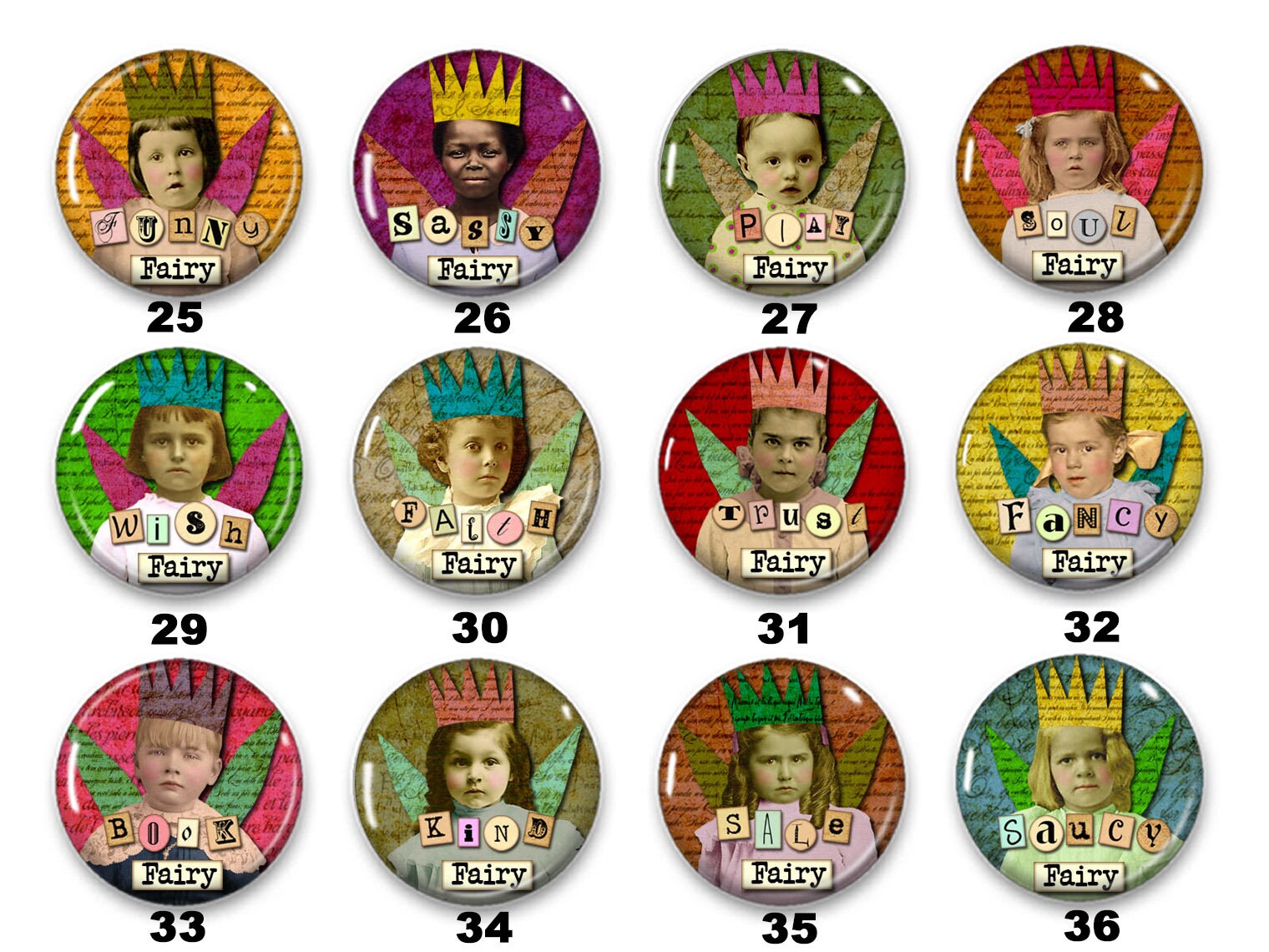 Personality Fairies Button Magnets, Fridge Magnets, Round Magnets ...