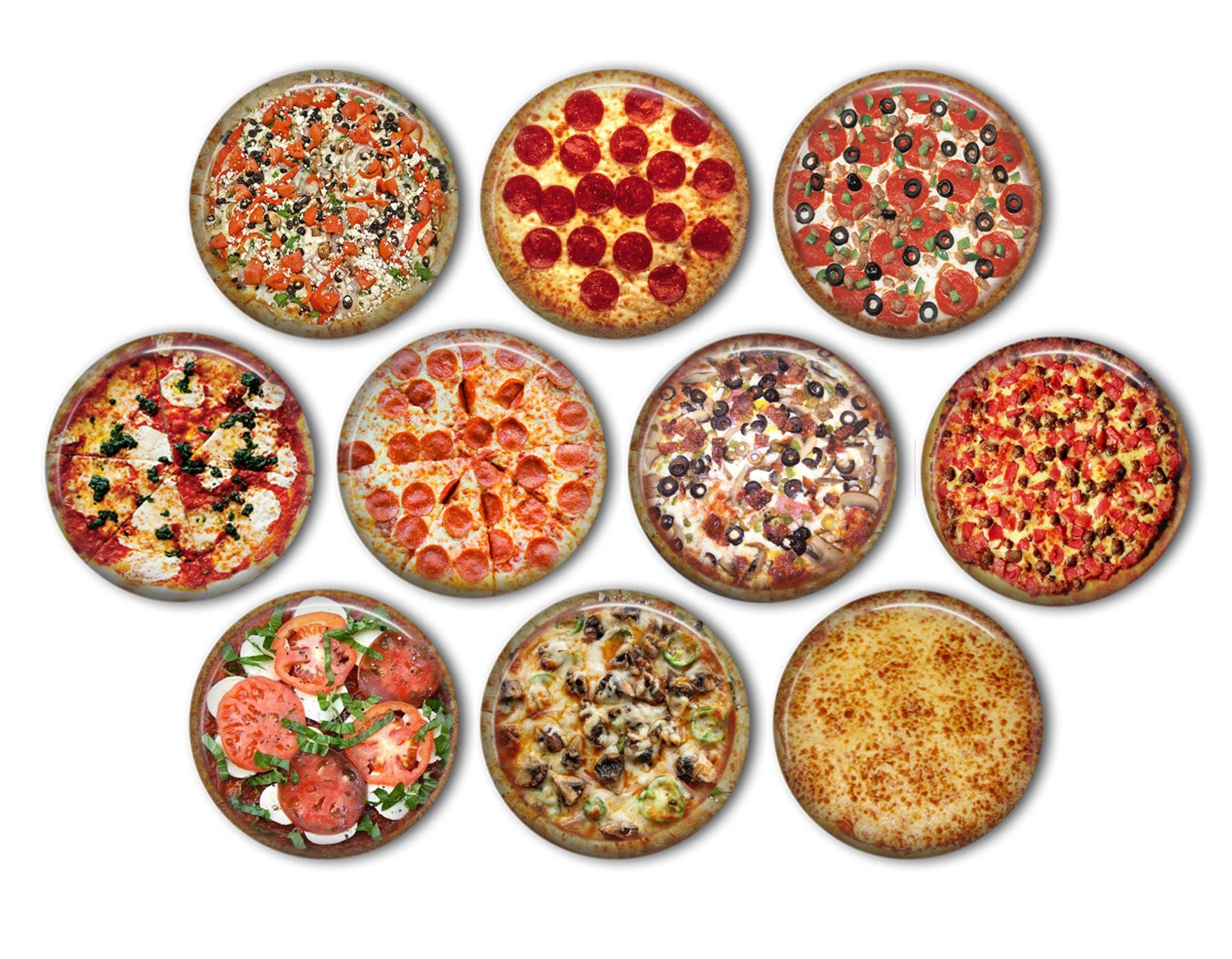 Yummy Pizza Pin Back Buttons, Backpack Pins, Jacket Buttons, Flat Back ...