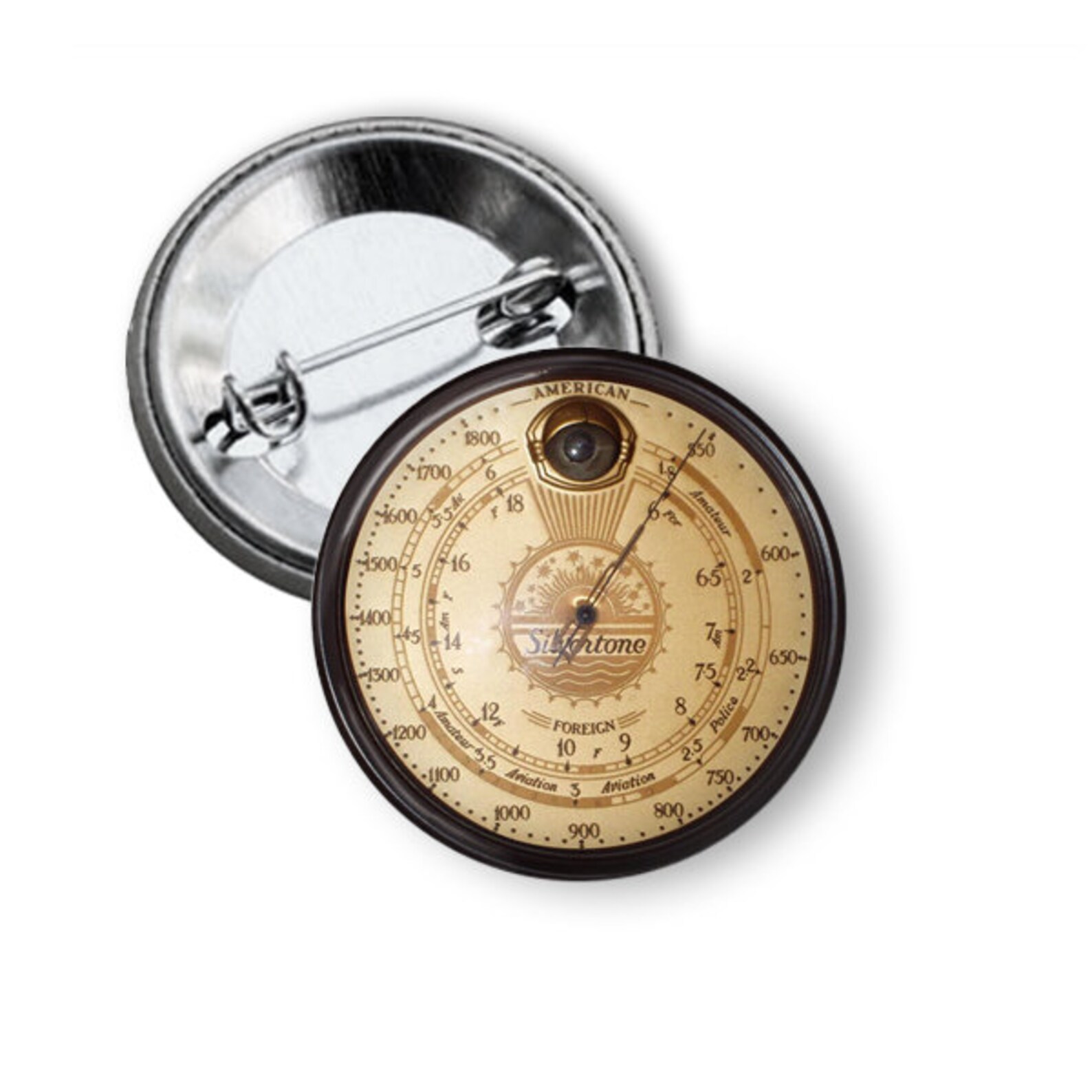 Vintage Radio Dial Pin Back Buttons, Backpack Pins, Jacket Buttons ...