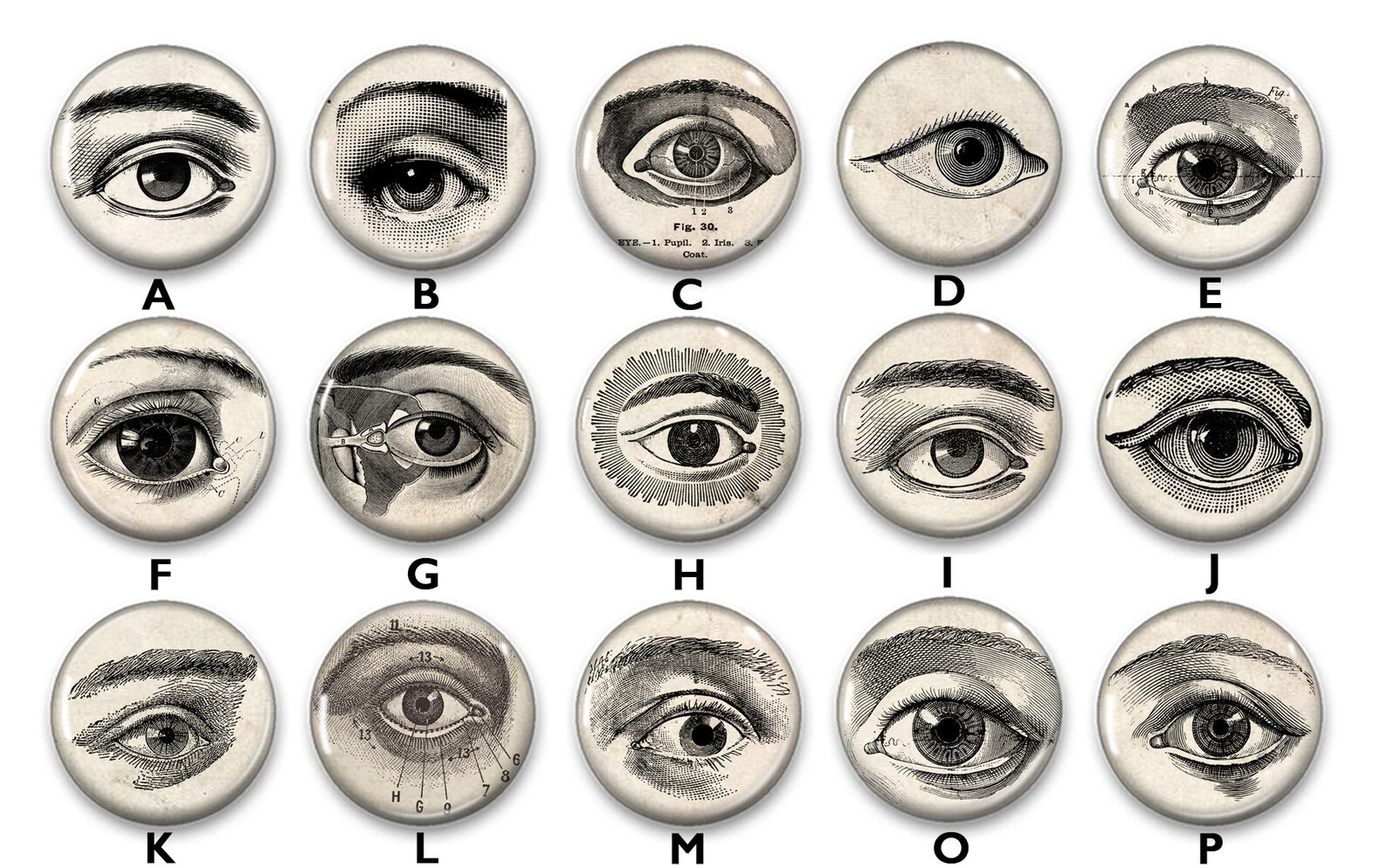 Creepy Vintage Eyeball Pin Back Buttons Backpack Pins Jacket - Etsy