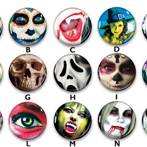 Halloween Horror Faces Pin Back Buttons, Backpack Pins, Jacket Buttons ...