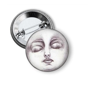 Vintage Moon Faces Pin Back Buttons, Backpack Pins, Jacket Buttons ...