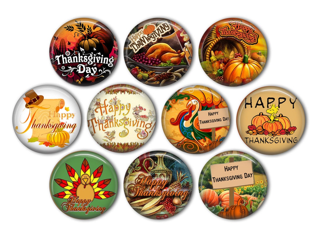 Happy Thanksgiving Pin Back Buttons, Backpack Pins, Jacket Buttons ...