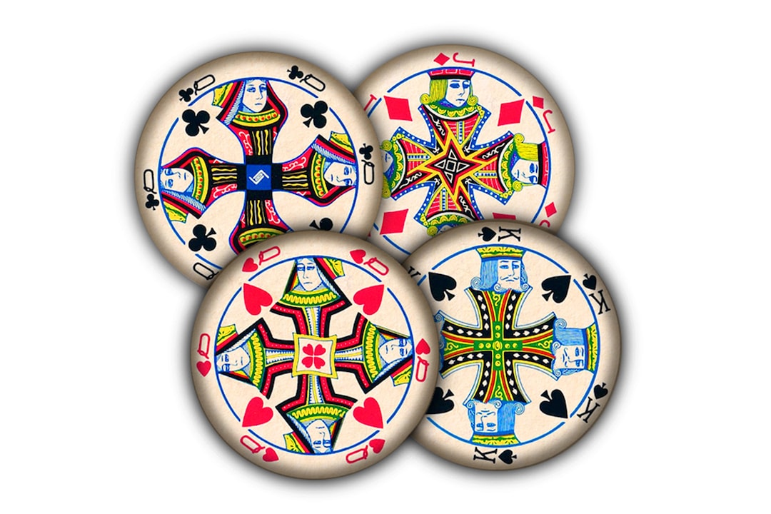 Vintage Playing Card Coaster Set, Tableware, Barware, Cork Backed ...