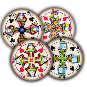 Vintage Playing Card Coaster Set, Tableware, Barware, Cork Backed ...