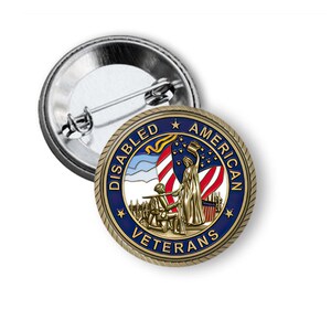 Disabled Veteran Emblem Pin Back Buttons, Backpack Pins, Jacket Buttons ...