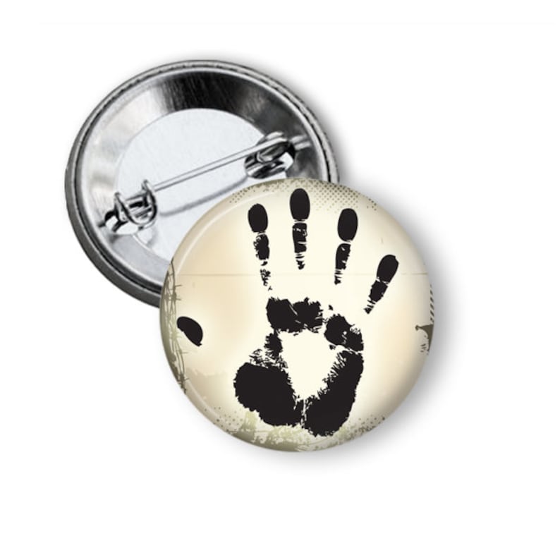Mysterious Handprint Pin Back Buttons, Backpack Pins, Jacket Buttons ...