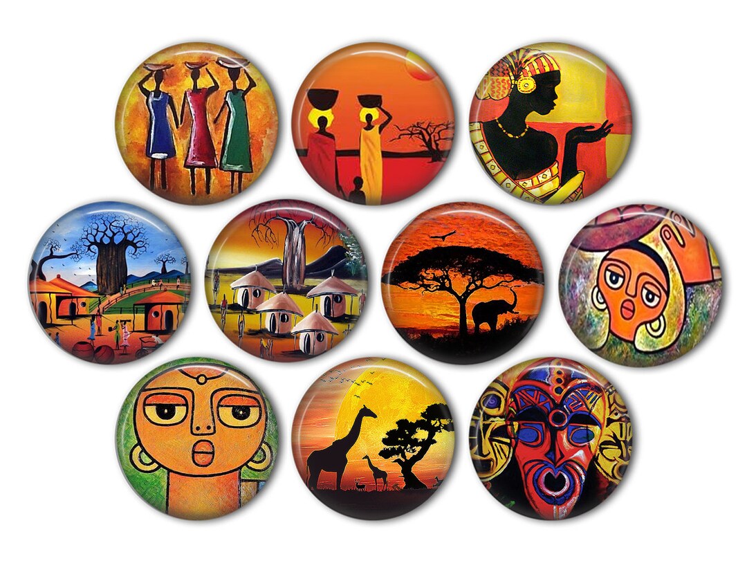 African Culture Pin Back Buttons, Backpack Pins, Jacket Buttons, Flat ...