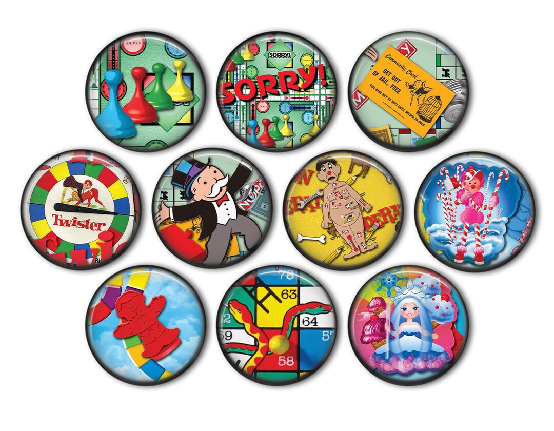 Famous Board Games Pin Back Buttons, Backpack Pins, Jacket Button, Flat ...