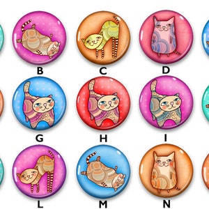 Silly Cats Pin Back Buttons, Backpack Pins, Jacket Buttons, Flat Back ...