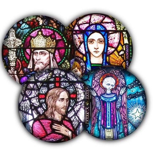 Stained Glass Church Windows Coaster Set Tableware Barware - Etsy