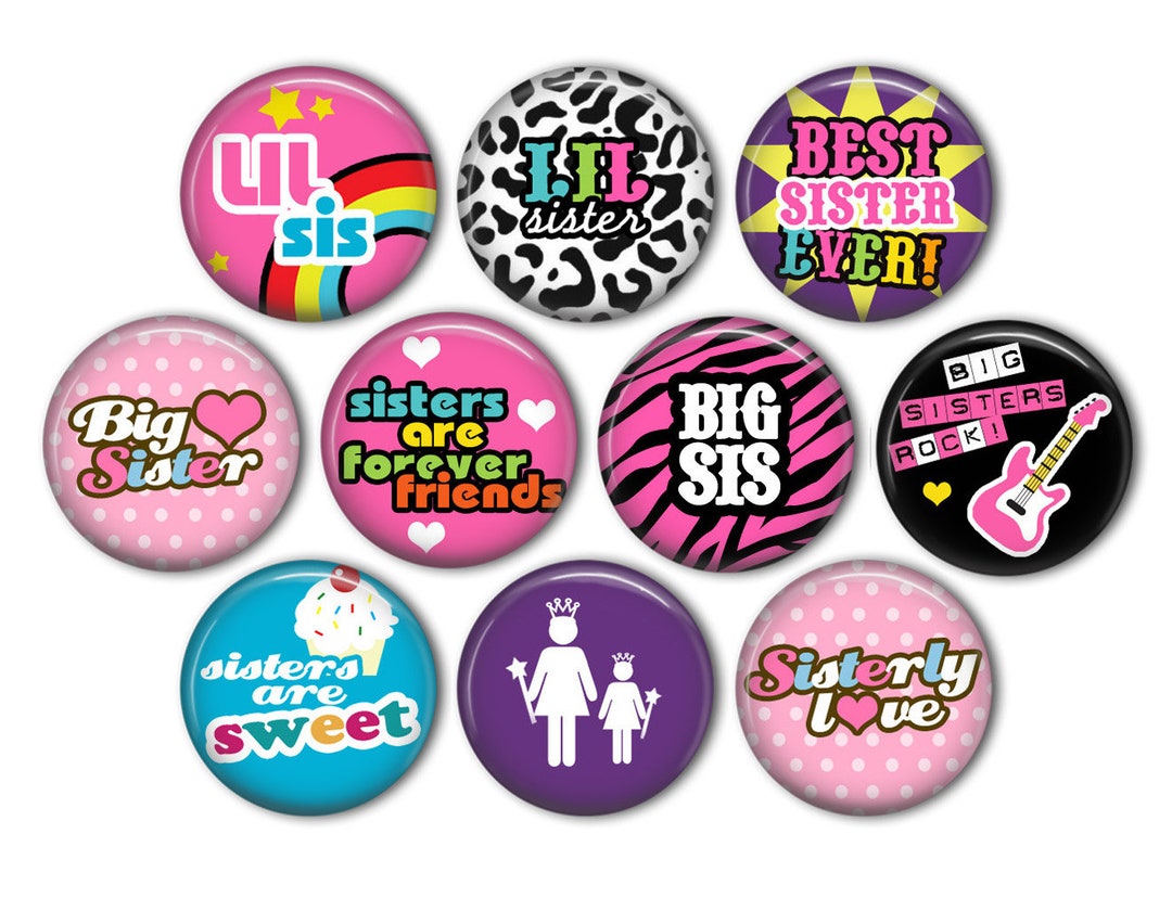 Colorful Big Sister/little Sister Pin Back Buttons, Backpack Pins ...