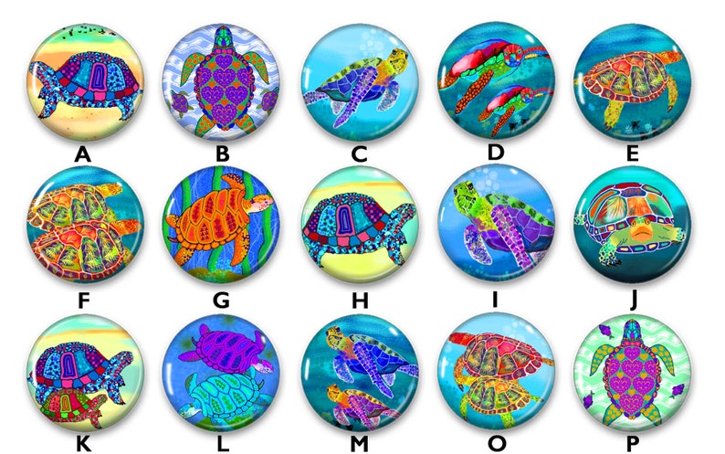 Funky Turtles Pin Back Buttons Backpack Pins Jacket Buttons - Etsy