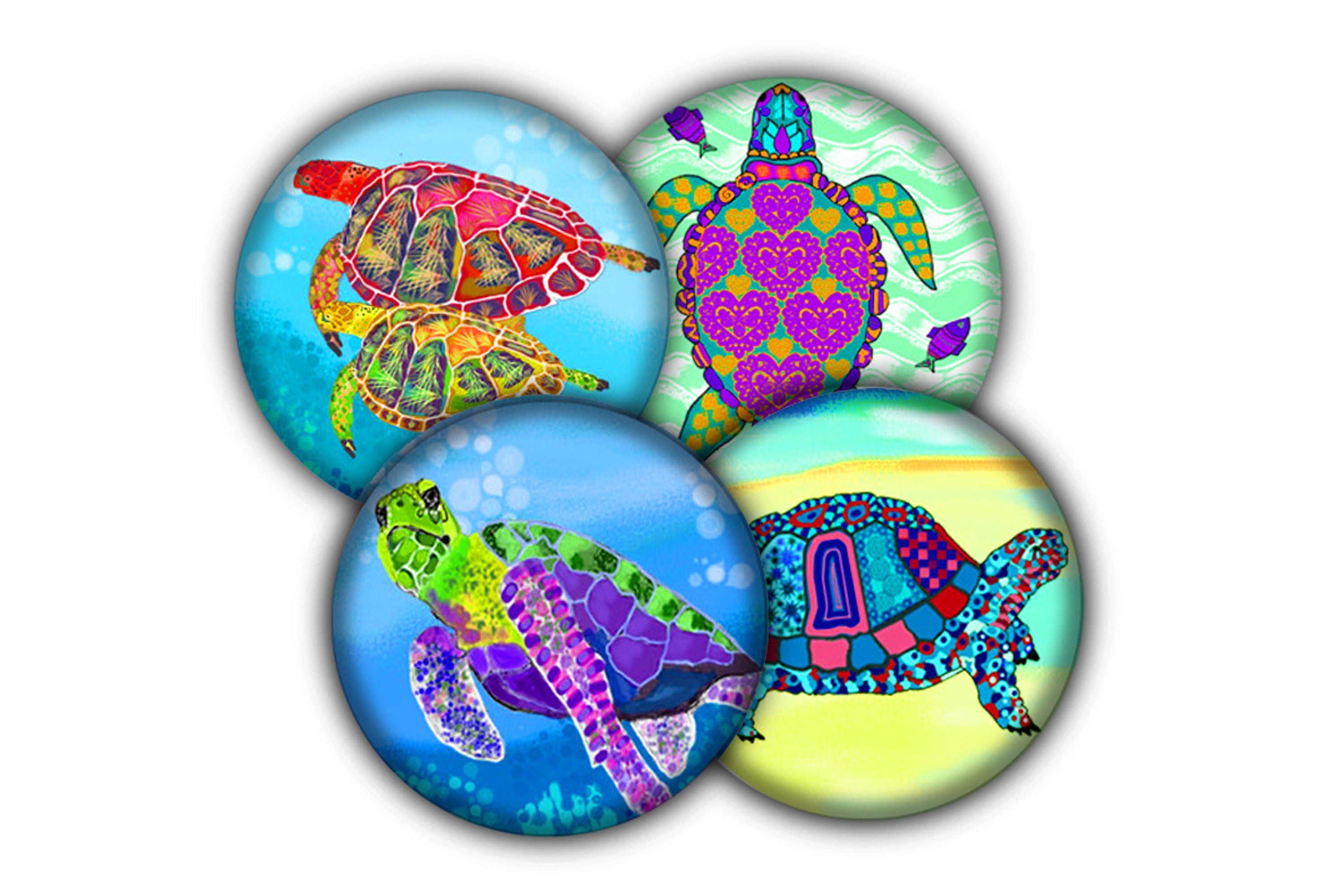 Funky Turtles Drink Coasters Coasters Tableware Barware | Etsy