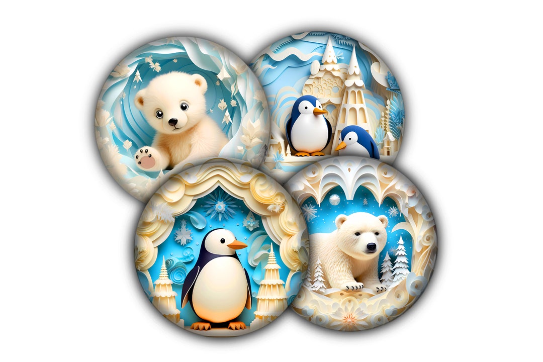 Polar Bear and Penguin Winter Wonderland Drink Coasters, Coasters ...
