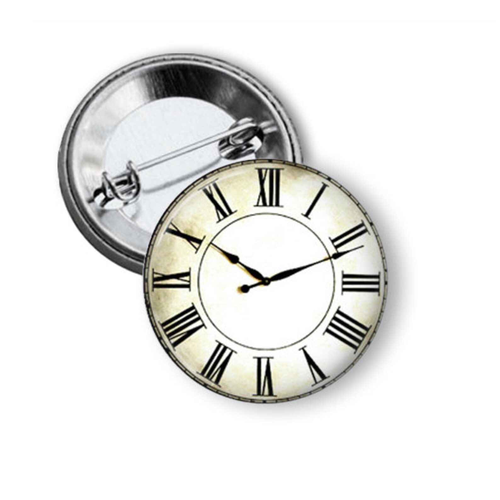 Vintage Clocks Pin Back Buttons, Backpack Pins, Jacket Buttons, Flat ...