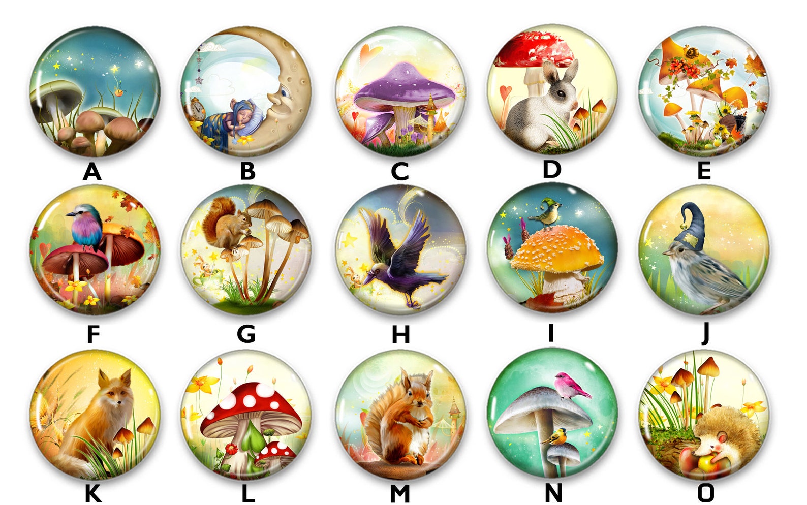 Magical Woodland Creature Pin Back Buttons Backpack Pins - Etsy