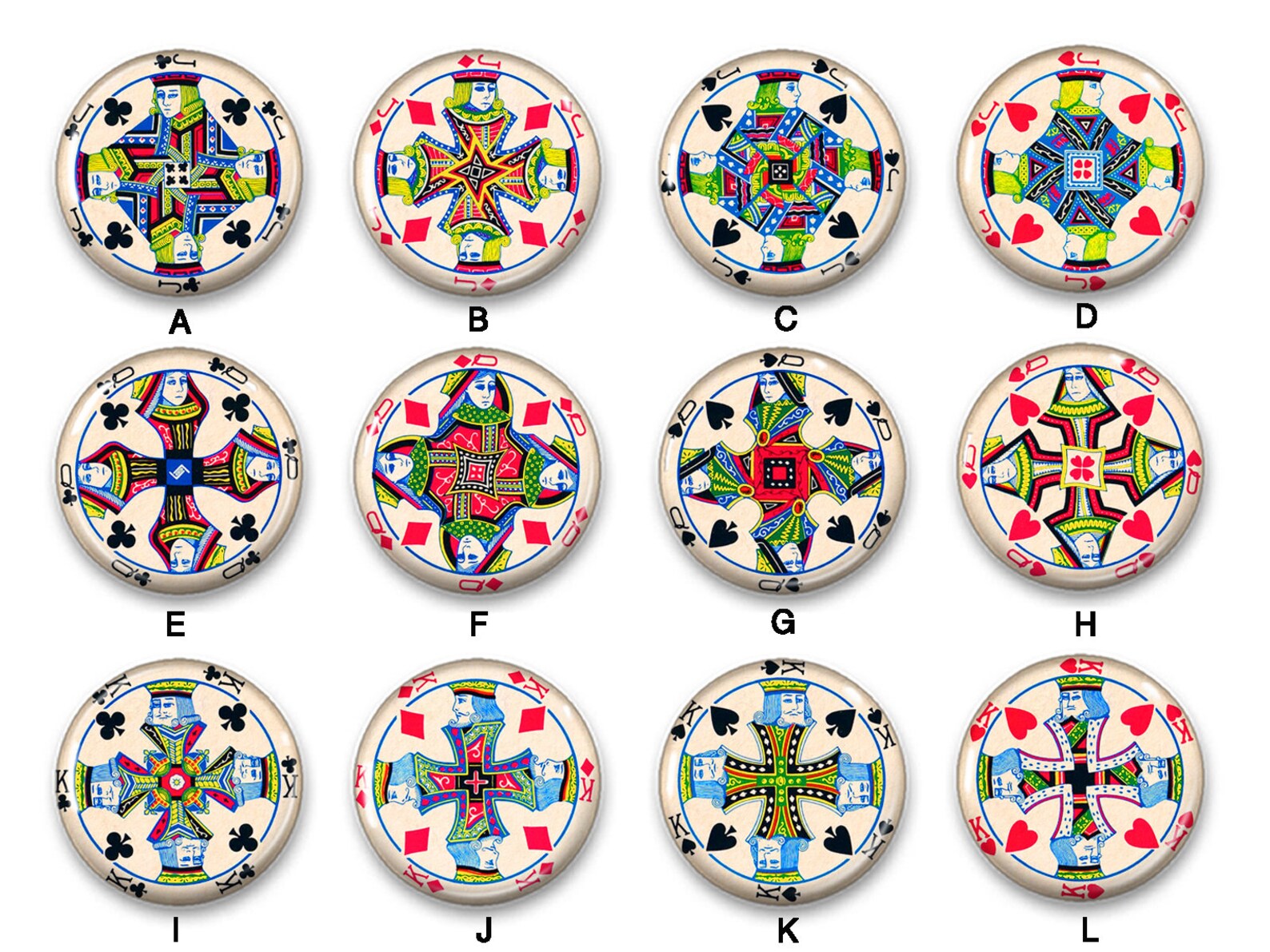 Vintage Playing Card Coaster Set, Tableware, Barware, Cork Backed ...