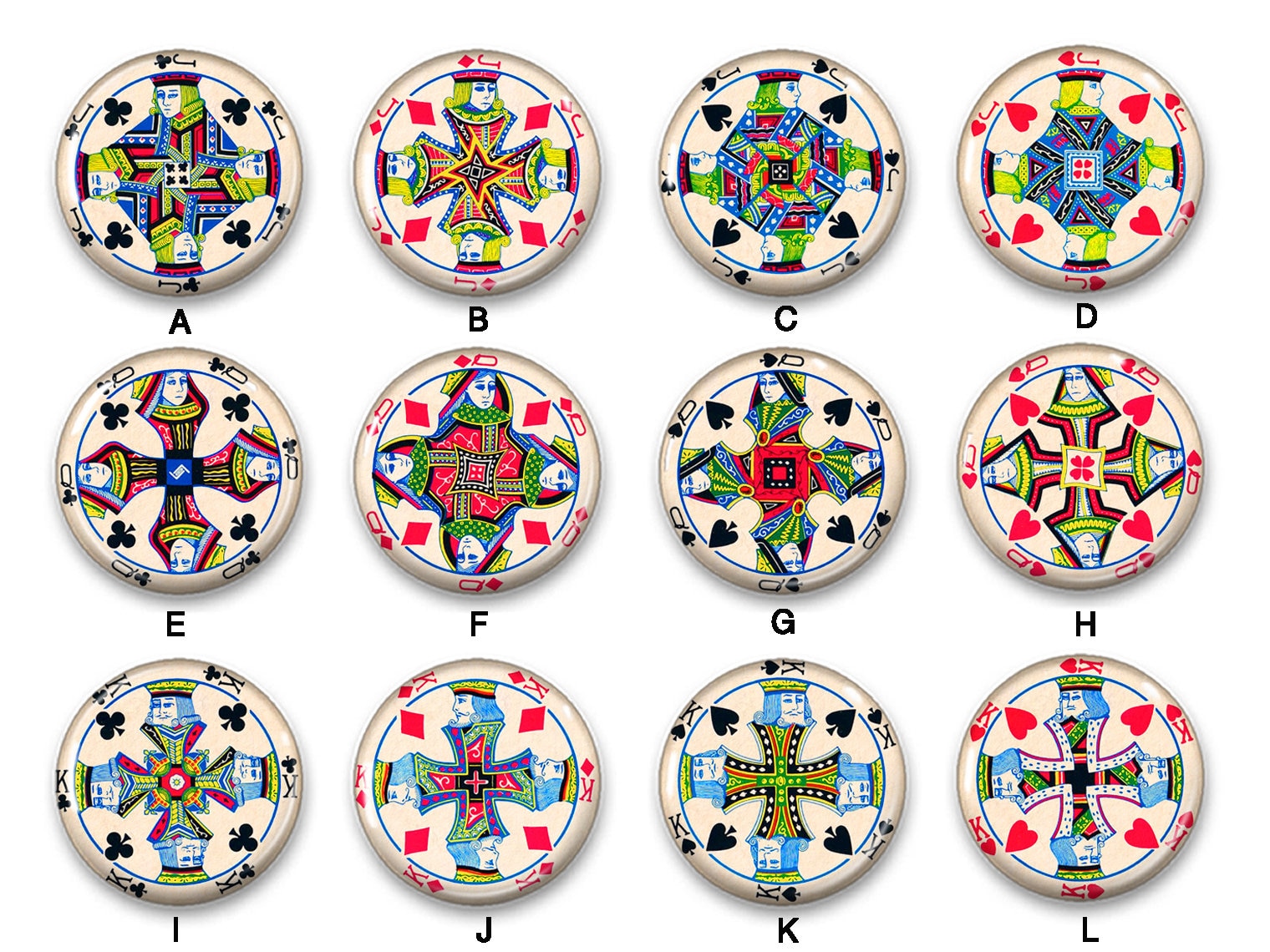 Vintage Playing Card Coaster Set, Tableware, Barware, Cork Backed ...