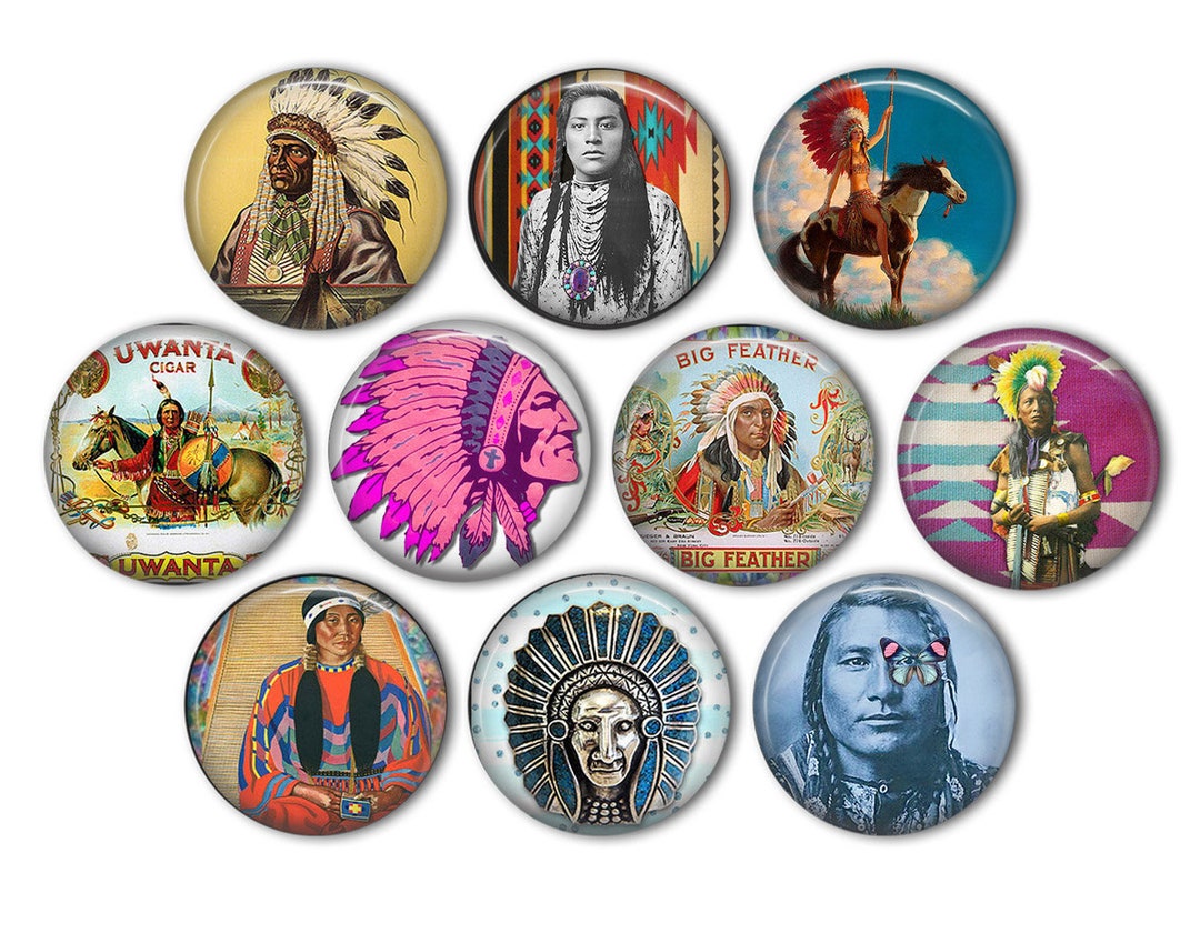 Native American Icons Pin Back Buttons, Backpack Pins, Jacket Buttons ...