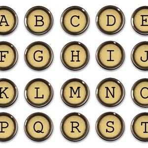 Vintage Typewriter Keys Pin Back Buttons, Backpack Pins, Jacket Buttons ...