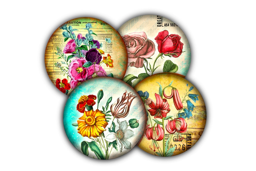 Colorful Vintage Flower Drink Coasters, Coasters, Tableware, Barware ...