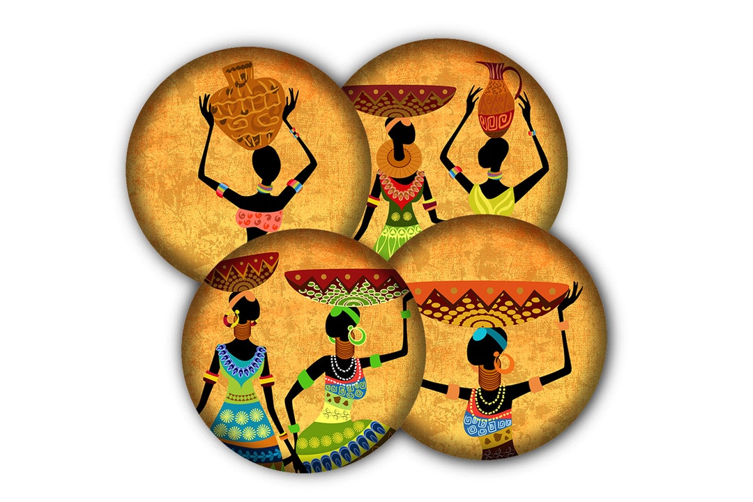 African Women Coaster Set, Drink Coasters, Coasters, Tableware, Barware ...