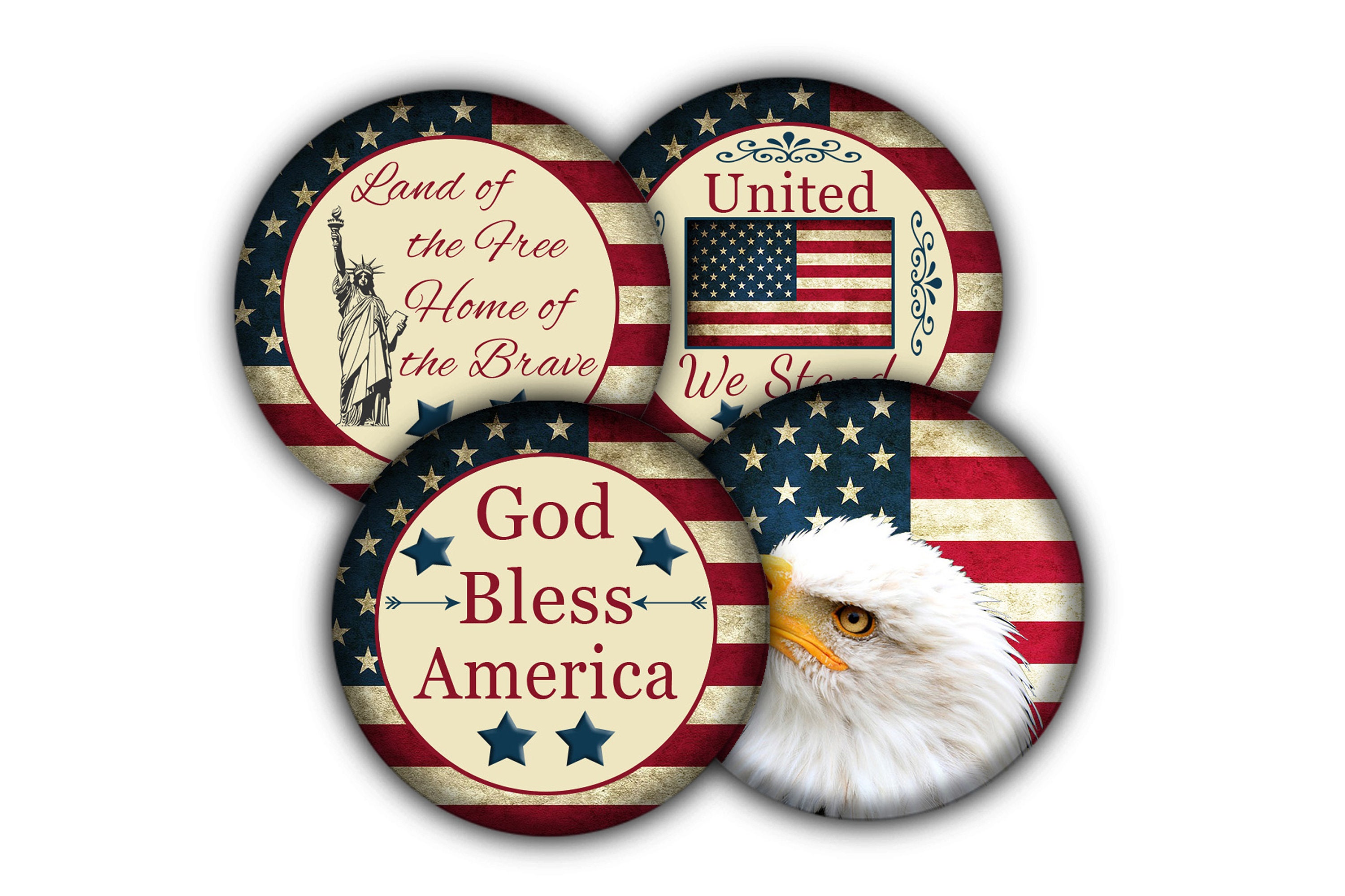 Patriotic Coaster Set Drink Coasters Coasters Tableware | Etsy