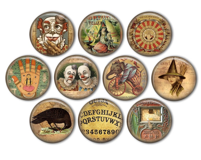 Creepy Carnival Pin Back Buttons, Backpack Pins, Jacket Buttons, Flat ...