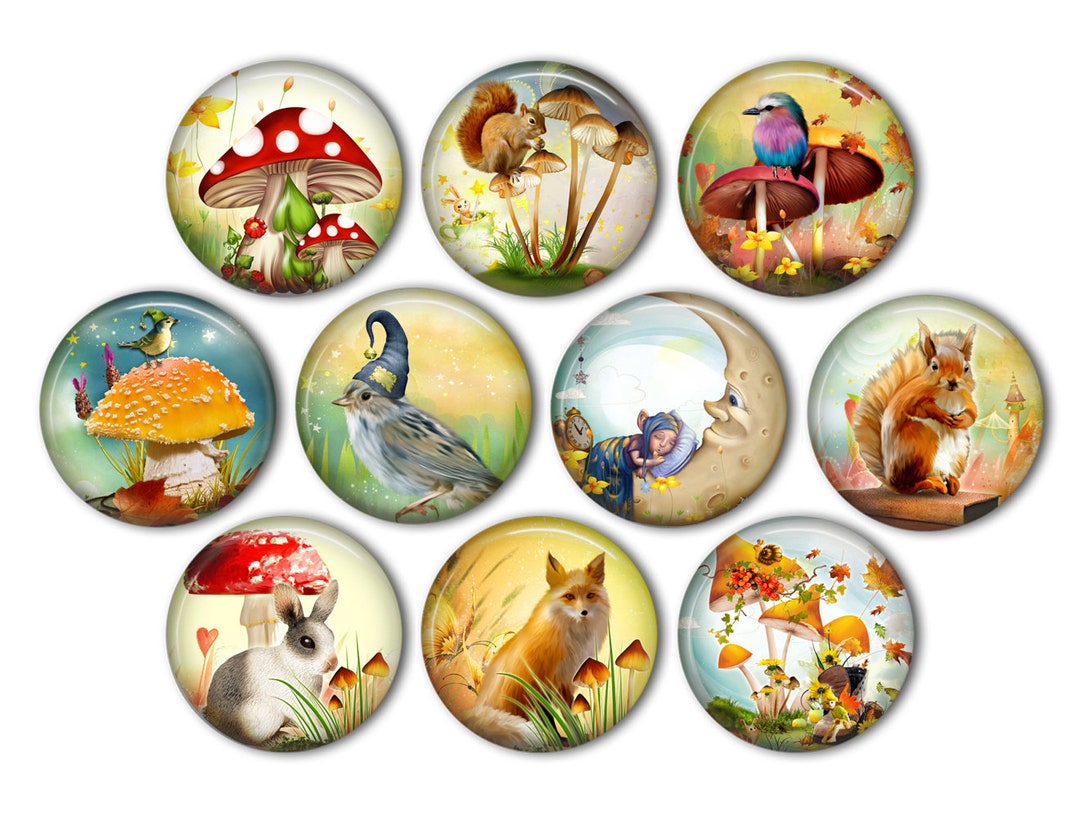 Magical Woodland Creature Pin Back Buttons, Backpack Pins, Jacket ...
