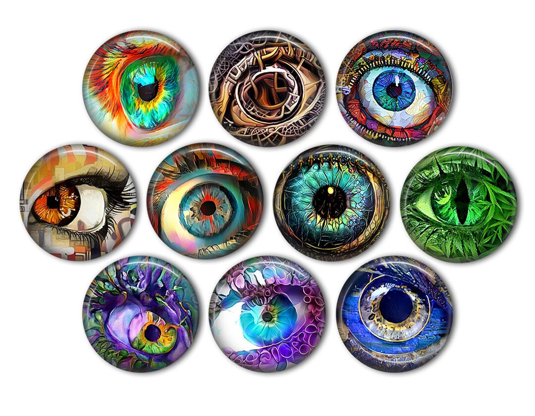 Artistic Eyes Pin Back Buttons, Backpack Pins, Jacket Buttons, Flat ...
