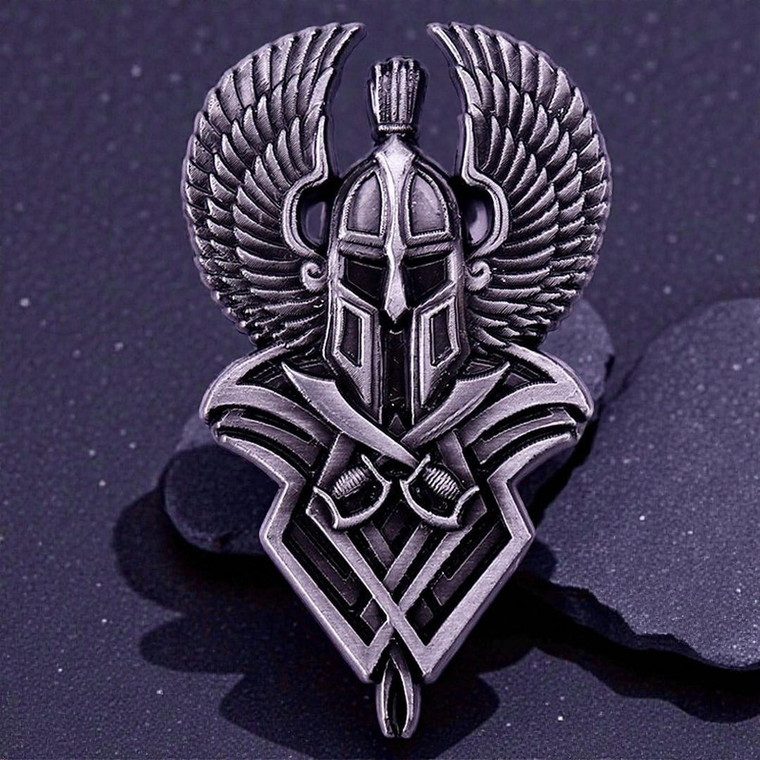 Motorcycle Biker Skull Knight Brooch, Winged Helmet Metal Pin, Gothic ...