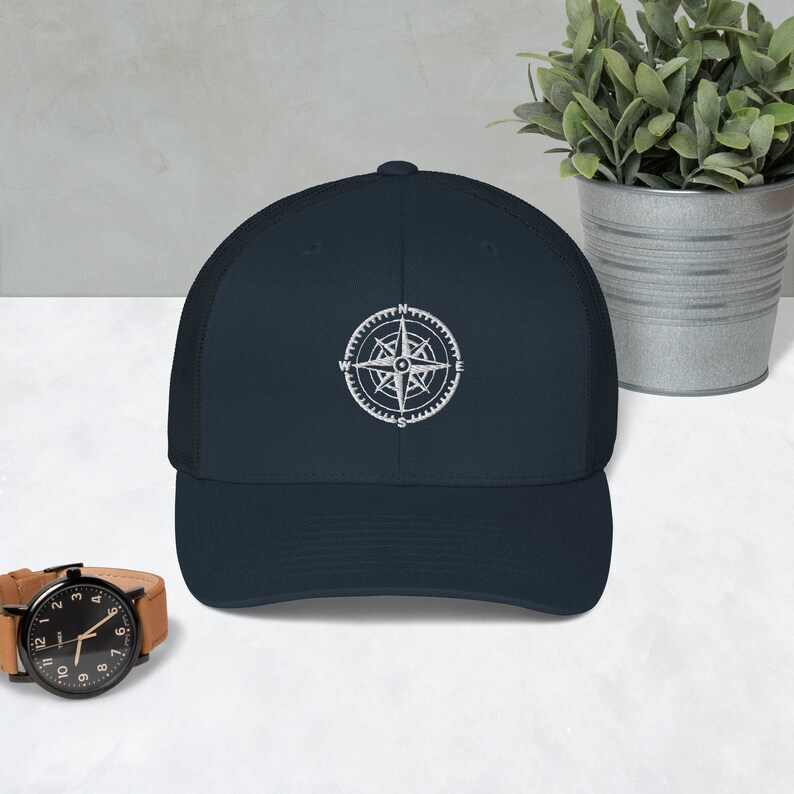 Compass Hat | Travel Trucker Cap | Orienteering Gift | Compass Trucker ...