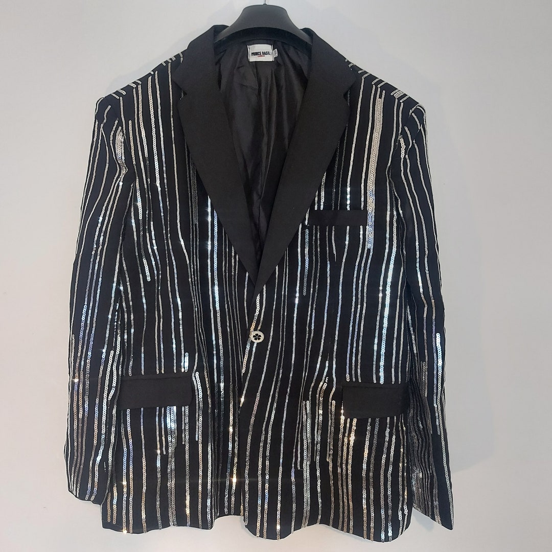 Black and Silver Glitter Blazer.wedding Suit,red Carpet Suit,gala ...