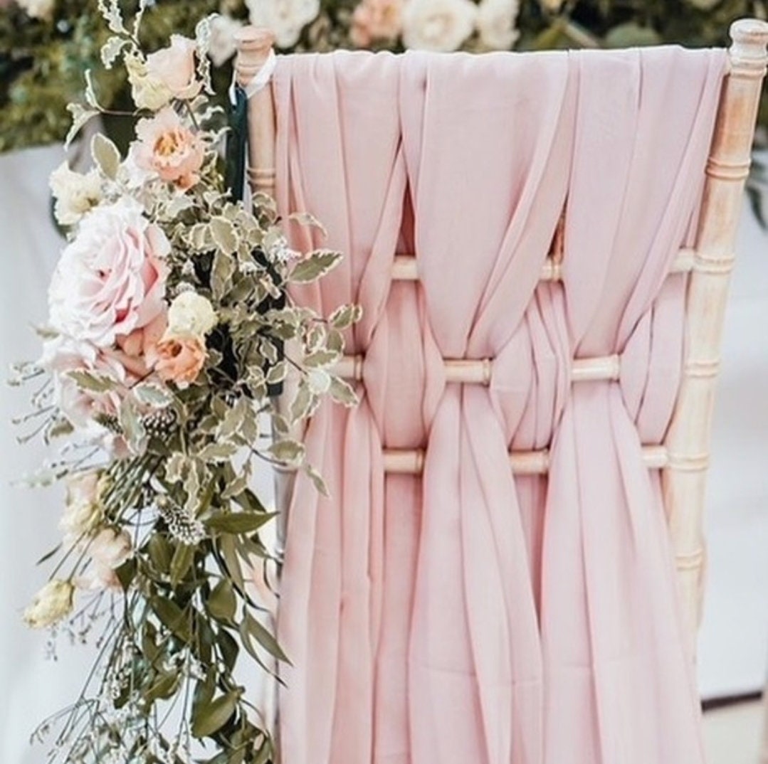 5-in-1 Romantic Chiffon Chair Sash, Chair Drape, Chair Cover, Wedding ...