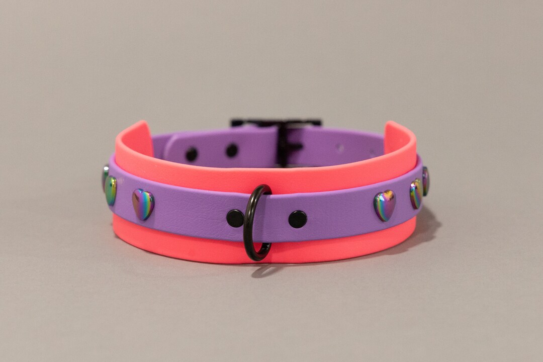 Pink & Purple Heart Biothane Dog Collar - Etsy