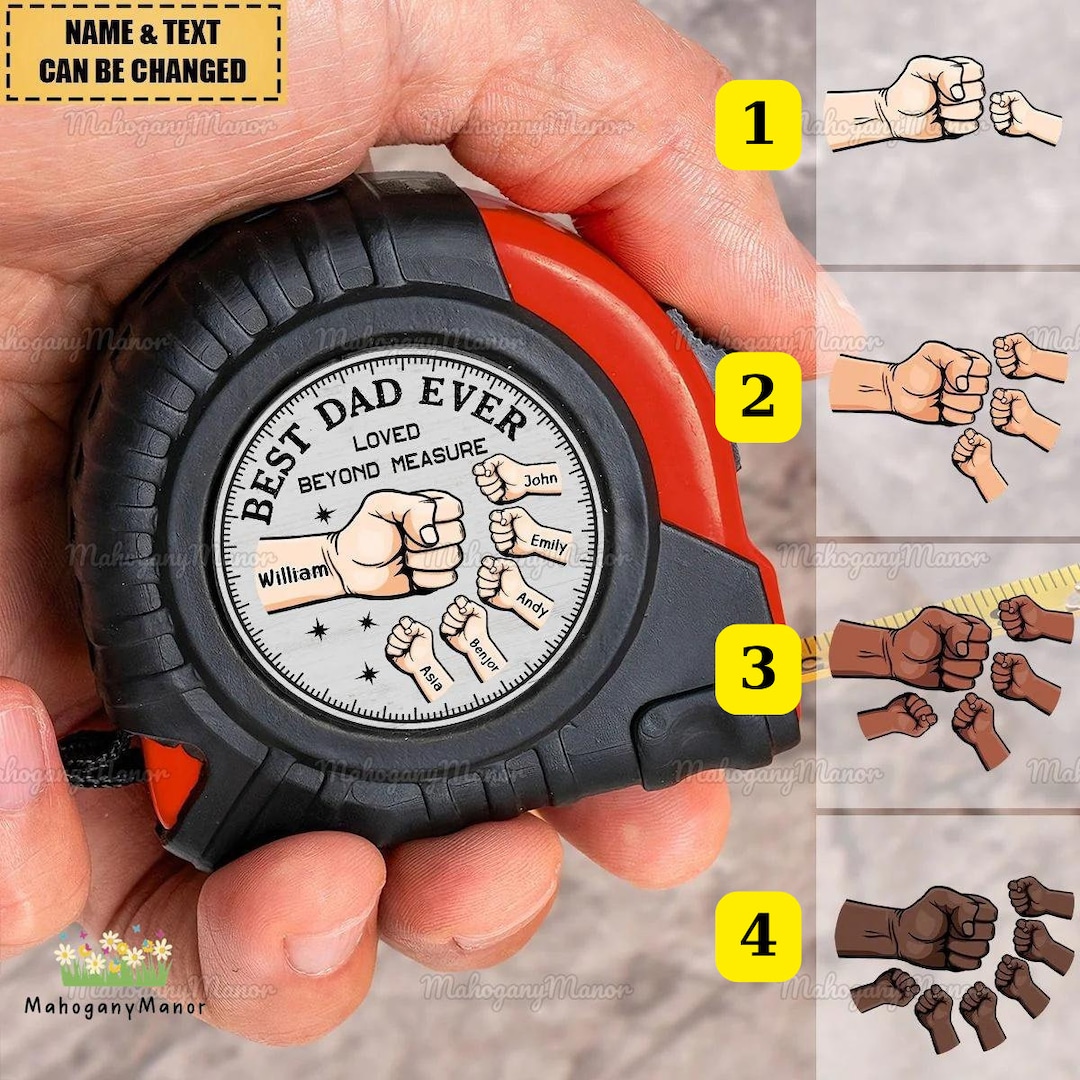 Personalized Fist Bump American Flag Tape Measure, Fist Bump Dad Kids ...