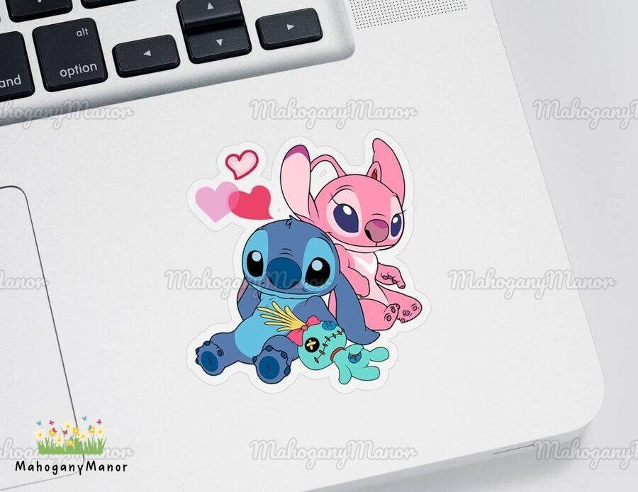 Cute Stitch and Angel Sticker, Stitch Car Decal, Disney Stitch Laptop ...