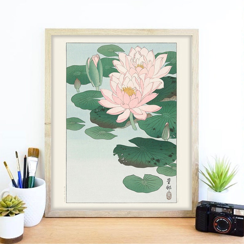 Lotus Print Floral Poster Art Print Japanese Art Bedroom | Etsy