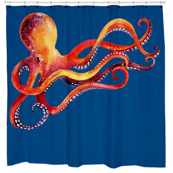 Nautical Decor Octopus Shower Curtain Octopus Bathroom | Etsy