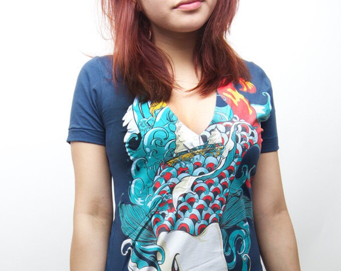 Fish & Ships Deep V Neck Women's Medium - Etsy