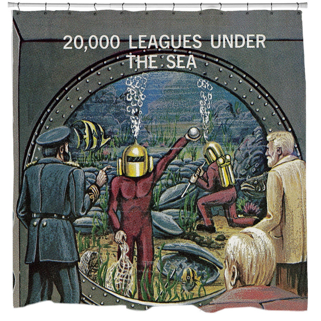 Sea Shower Curtain, 20,000 Leagues Under the Sea, Book Art, Vintage Art ...