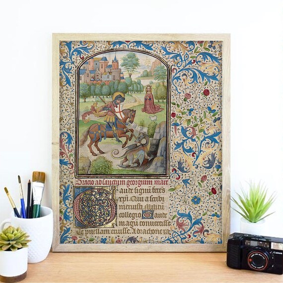 Medieval Print Renaissance Poster Floral Print Bedroom Art | Etsy