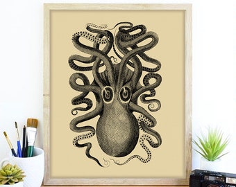 Vintage Kraken Poster - Etsy