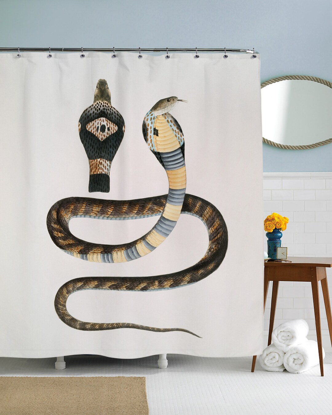 Snake Shower Curtain Reptile Art Bathroom Decor Shower - Etsy