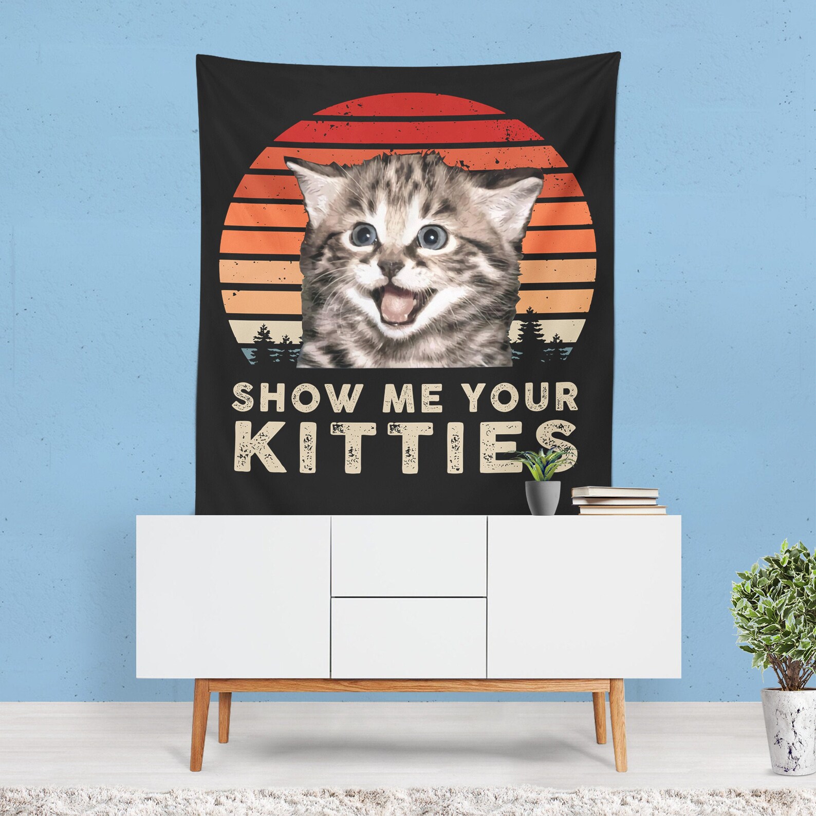 Cat Tapestry Funny Wall Art Bedroom Decor Kitty Tapestry - Etsy