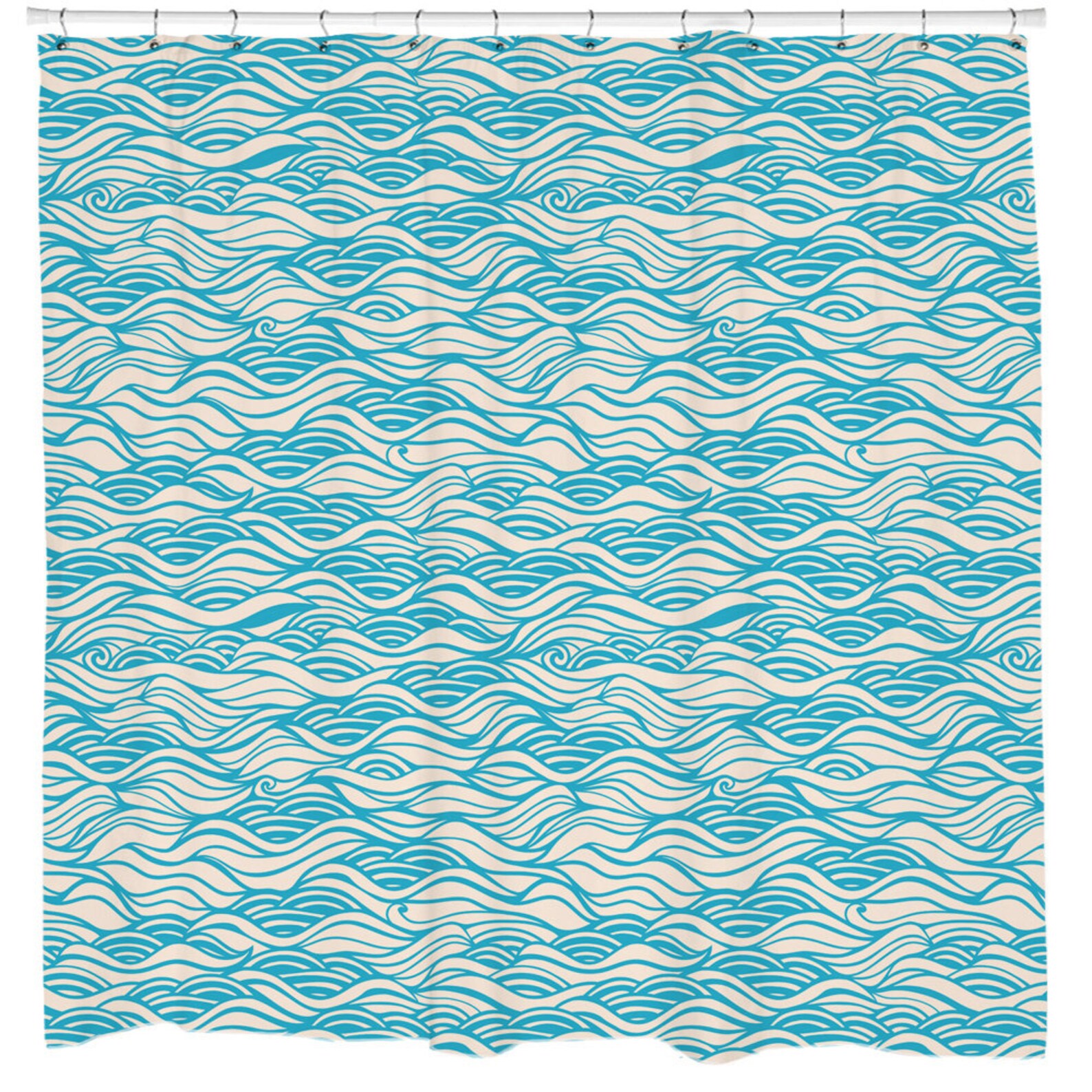 Beach House Decor Waves Shower Curtain Nautical Bathroom | Etsy