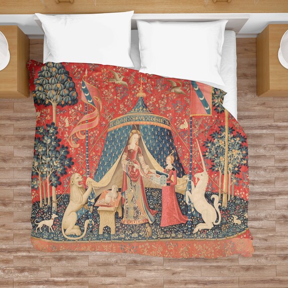 Unicorn Bedding Medieval Theme Duvet Cover Comforter Red | Etsy