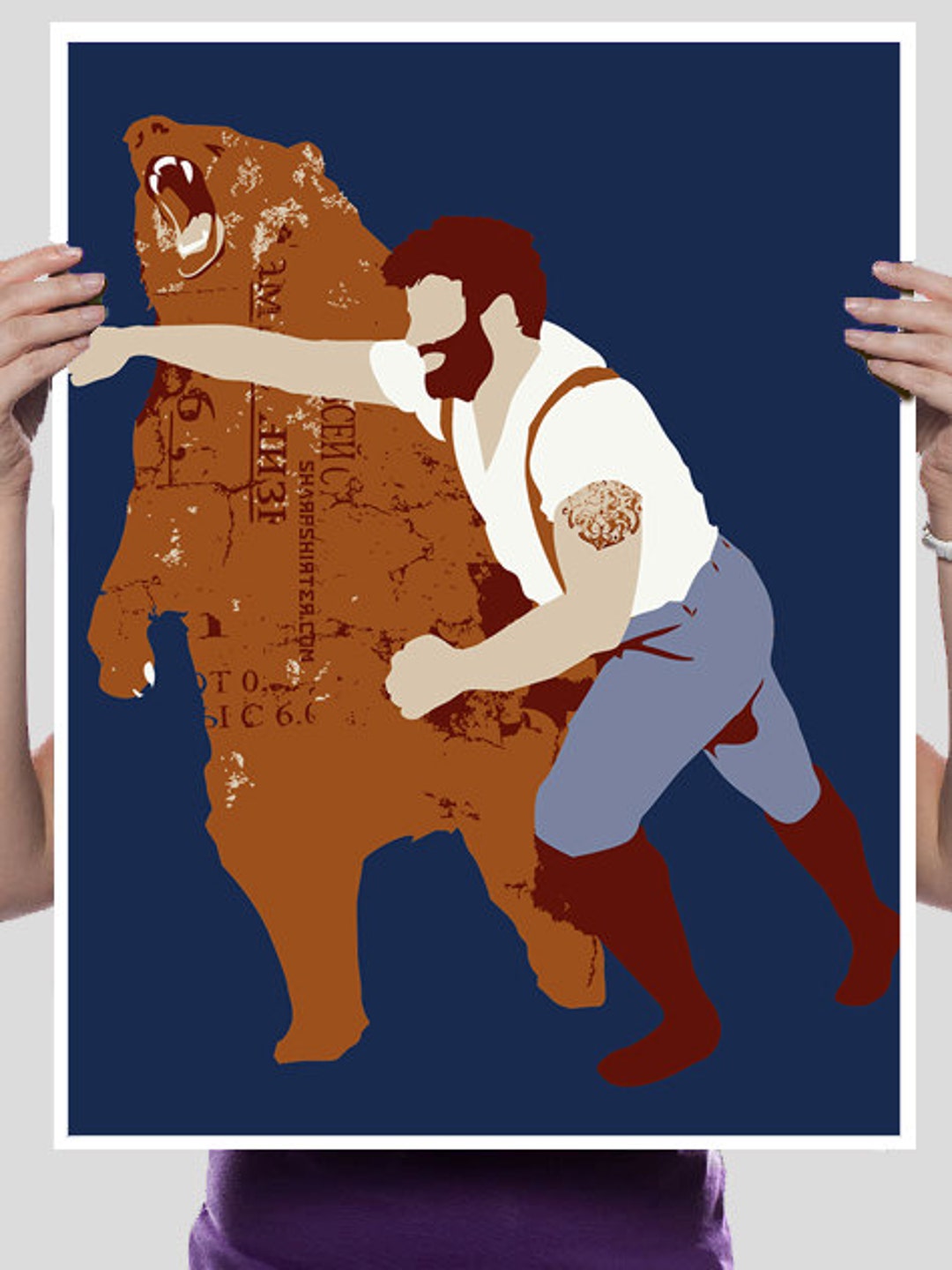 Bear Punch Print 18 X 24, Funny Wall Art, Fighting Bear Poster Print ...